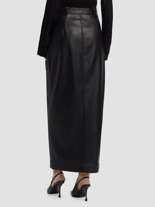 TOCCIN Fallon Faux Leather Cargo Midi-skirt