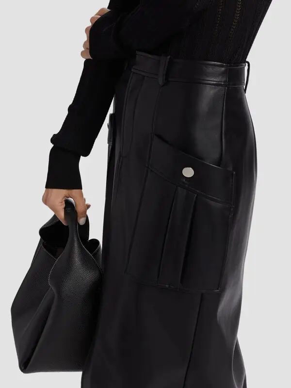 TOCCIN Fallon Faux Leather Cargo Midi-skirt