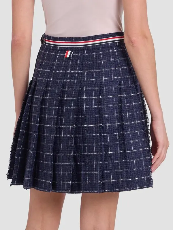 Thom Browne Windowpane Houndstooth Wool Miniskirt