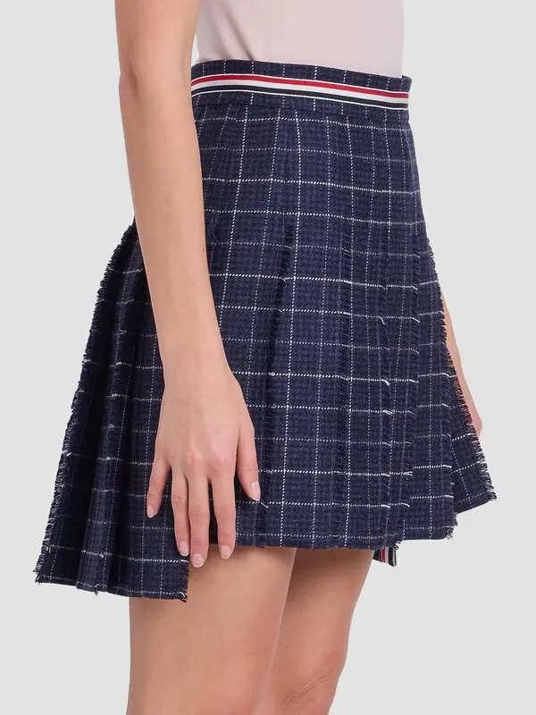 Thom Browne Windowpane Houndstooth Wool Miniskirt