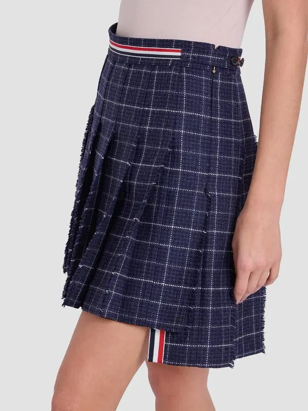 Thom Browne Windowpane Houndstooth Wool Miniskirt