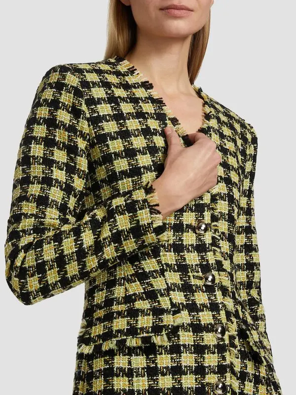 TOCCIN Mallory Strong-shoulder Tweed Dress