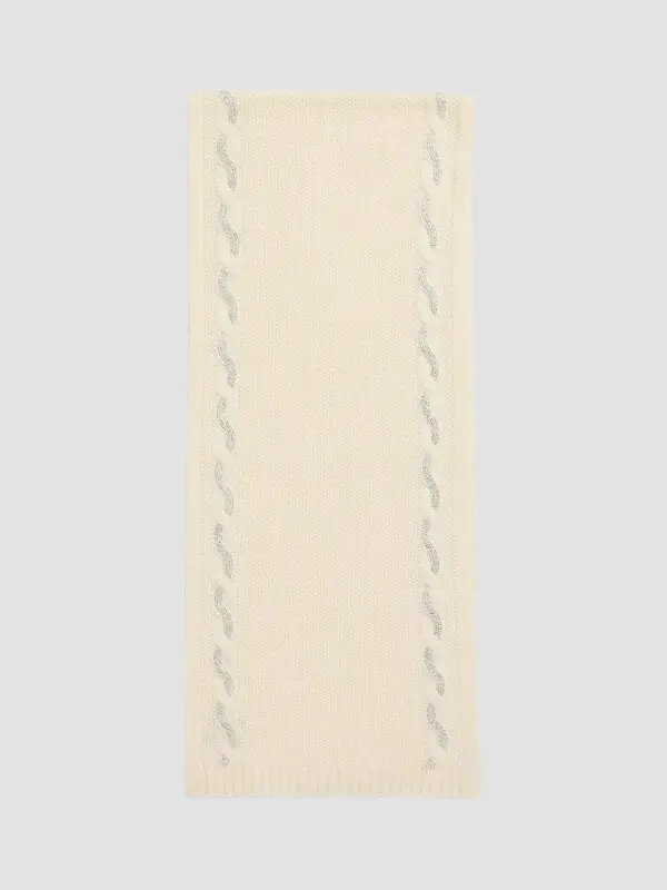Sofia Cashmere Crystal-embellished Cable-knit Cashmere Scarf - Ivory