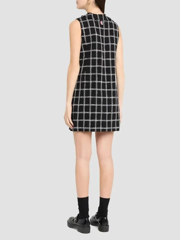 Thom Browne Windowpane Tweed Cardigen Mini Dress