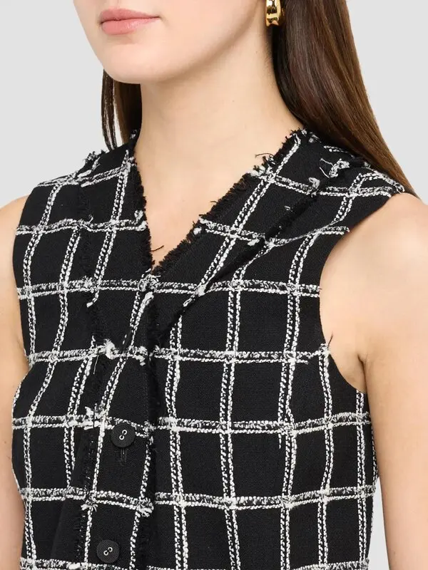 Thom Browne Windowpane Tweed Cardigen Mini Dress