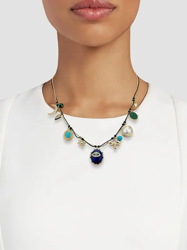Ramy Brook Bauble Beads Sienna Goldtone & Multi-stone Charm Necklace