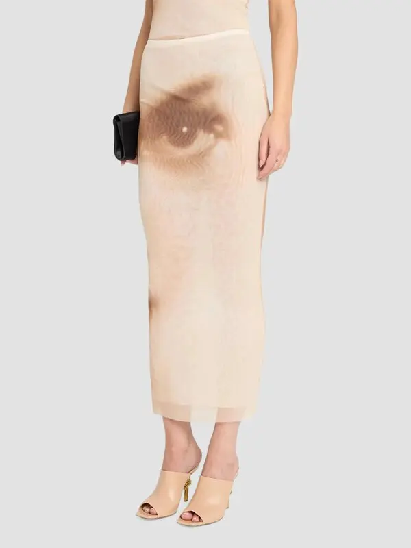 JEAN PAUL GAULTIER Face Mesh Maxi Skirt