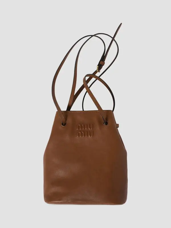 Miu Miu Nappa Leather Mini Bucket Bag - Brown