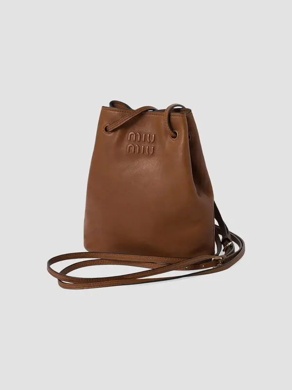 Miu Miu Nappa Leather Mini Bucket Bag - Brown