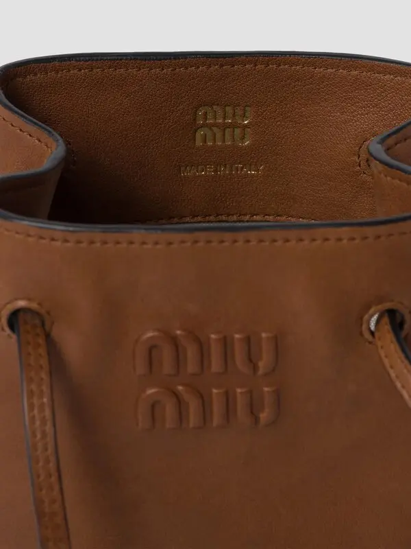 Miu Miu Nappa Leather Mini Bucket Bag - Brown