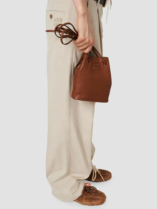 Miu Miu Nappa Leather Mini Bucket Bag - Brown