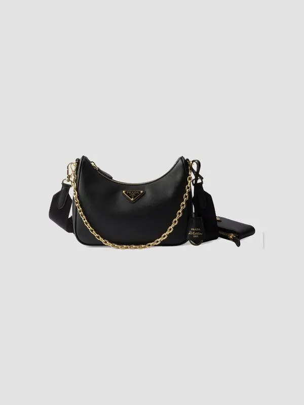 Prada Re-edition 2005 Saffiano Leather Shoulder Bag - Black