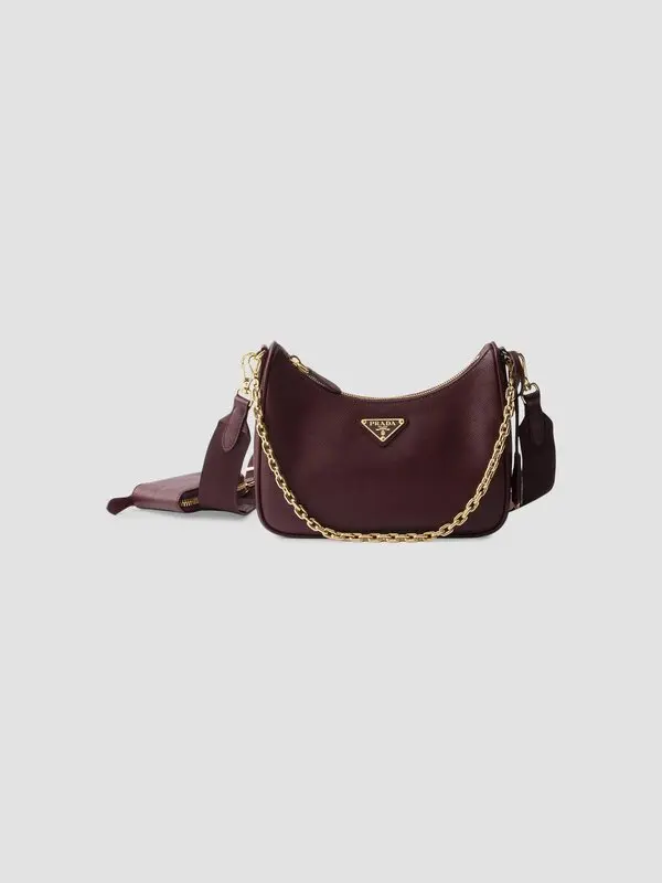 Prada Re-edition 2005 Saffiano Leather Shoulder Bag - Dark Red