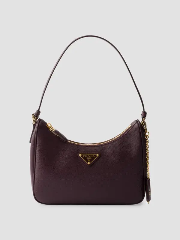 Prada Re-edition 2005 Saffiano Leather Shoulder Bag - Dark Red