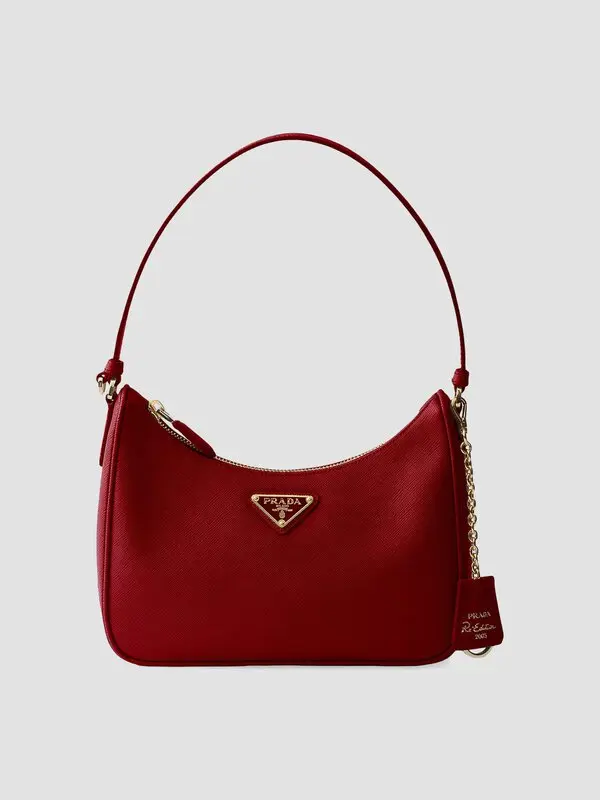 Prada Re-edition 2005 Saffiano Leather Shoulder Bag - Red