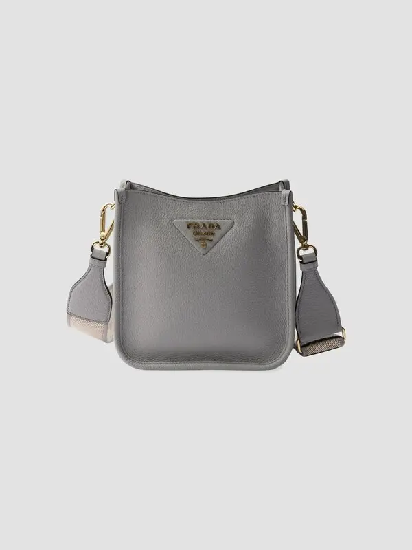 Prada Mini Leather Shoulder Bag - Light Grey