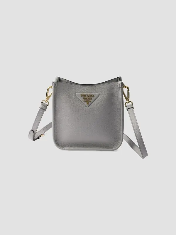 Prada Mini Leather Shoulder Bag - Light Grey