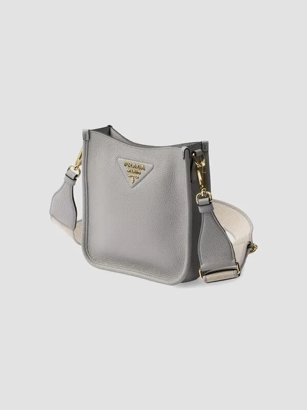 Prada Mini Leather Shoulder Bag - Light Grey