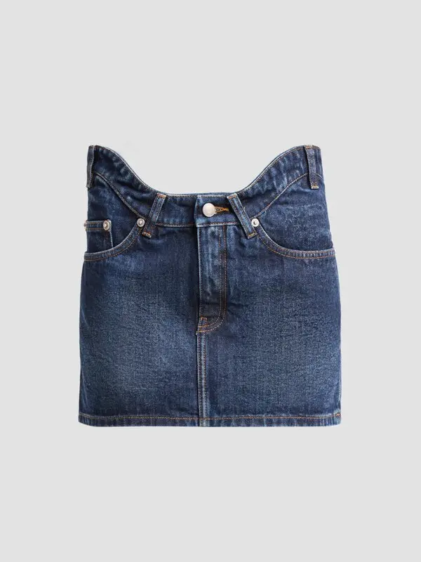 JEAN PAUL GAULTIER Curvy Waist Denim Mini Skirt - Indigo