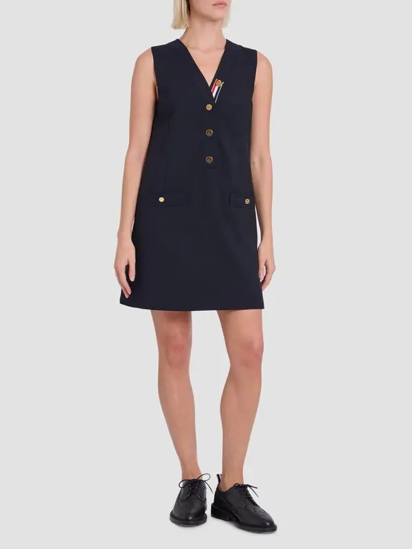 Thom Browne V-neck Wool Cardigan Minidress
