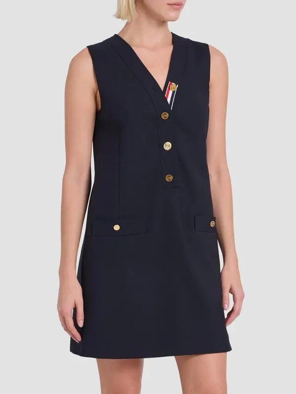 Thom Browne V-neck Wool Cardigan Minidress