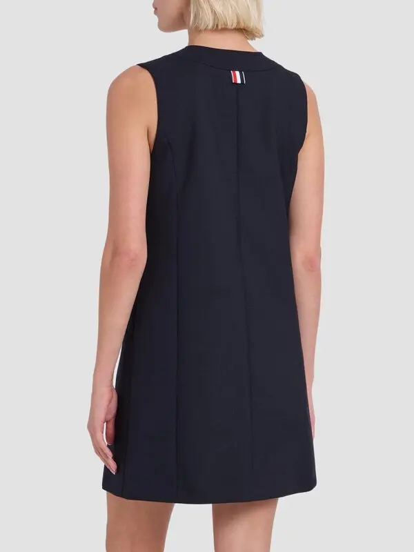 Thom Browne V-neck Wool Cardigan Minidress