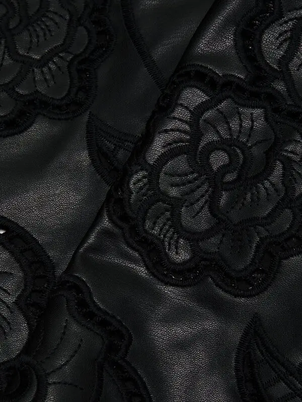 TOCCIN Shawn Embroidered Faux-leather Straight-leg Pants