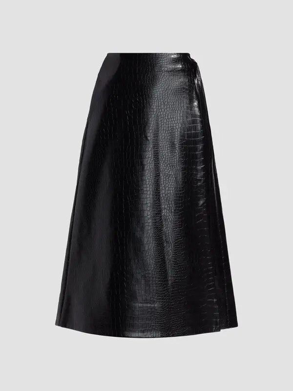 TOCCIN Beatrice Faux Leather Wrap Skirt