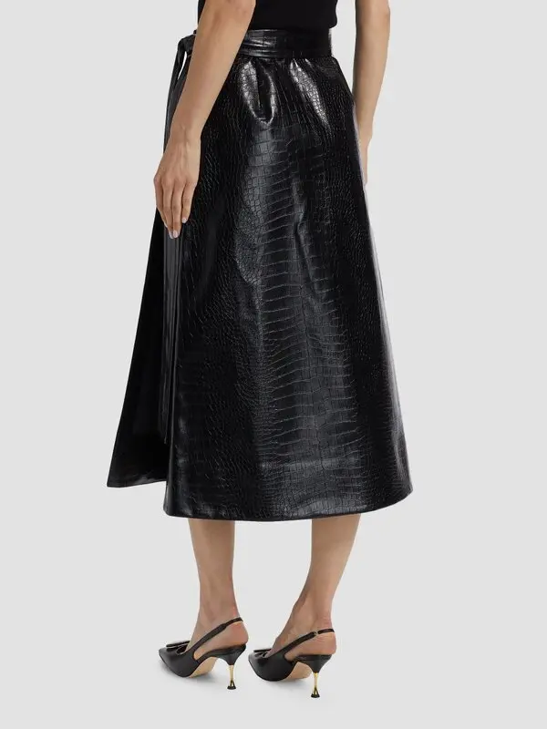 TOCCIN Beatrice Faux Leather Wrap Skirt