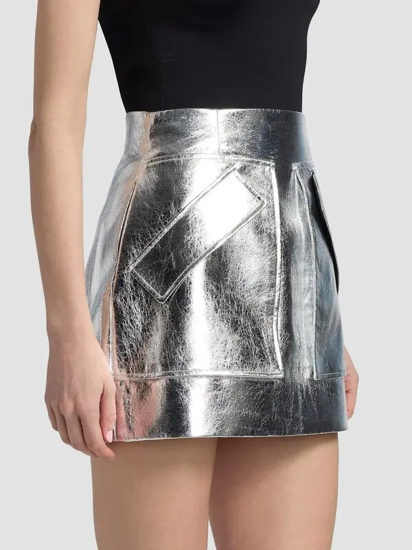 AKNVAS Cherry Metallic-finish A-line Miniskirt