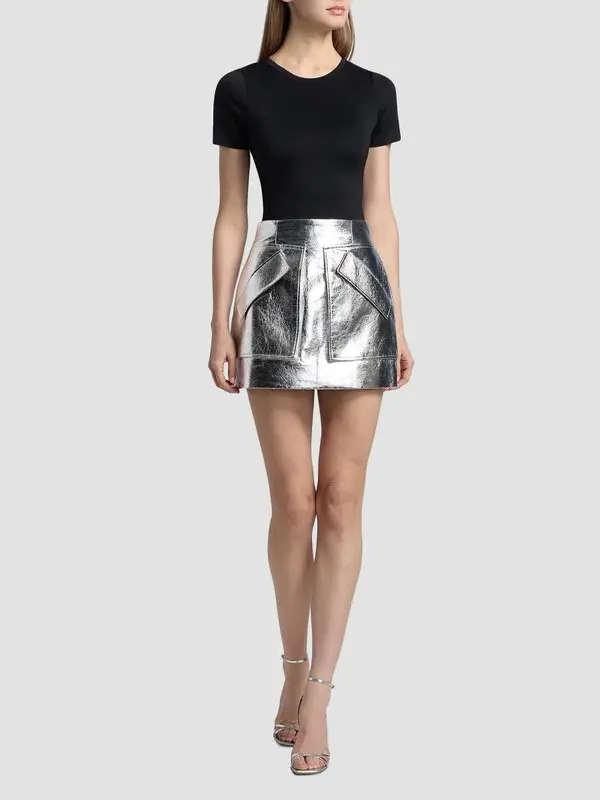 AKNVAS Cherry Metallic-finish A-line Miniskirt