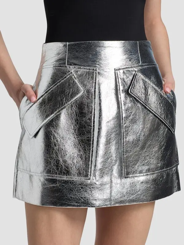 AKNVAS Cherry Metallic-finish A-line Miniskirt