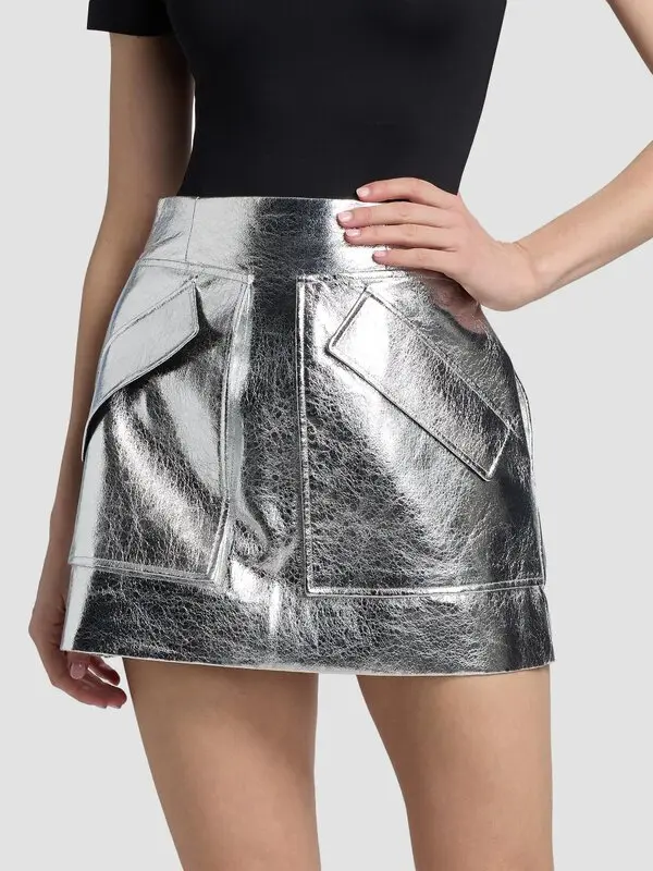 AKNVAS Cherry Metallic-finish A-line Miniskirt