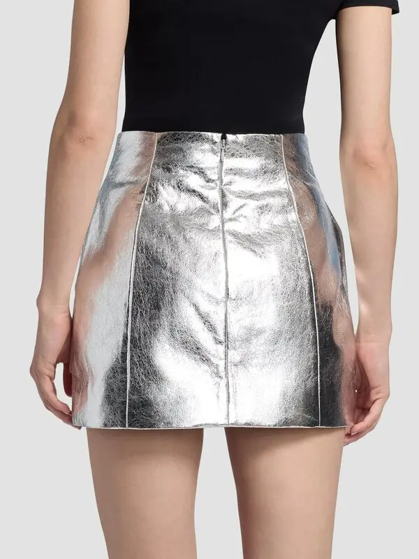 AKNVAS Cherry Metallic-finish A-line Miniskirt