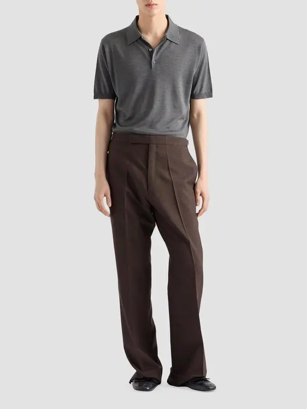 Prada Cashmere And Silk Polo Shirt - Grey