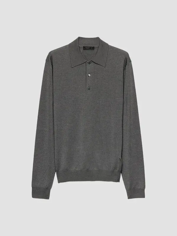 Prada Cashmere And Silk Polo Shirt - Grey