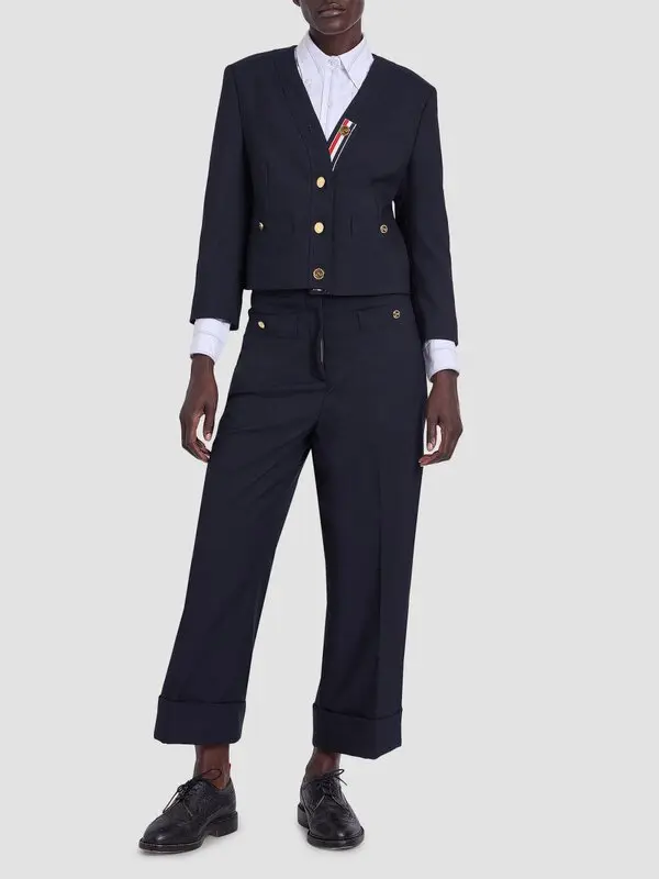Thom Browne V-neck Wool Cardigan Jacket