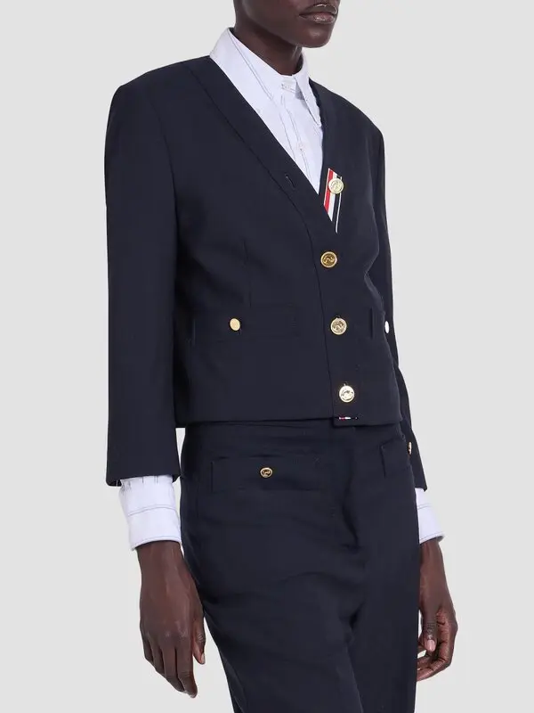 Thom Browne V-neck Wool Cardigan Jacket