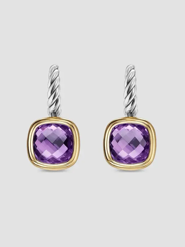 David Yurman Albion Drop Earrings In Sterling Silver - Amethyst