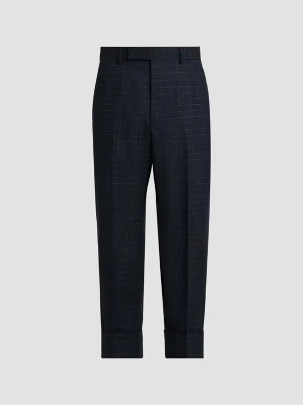 Thom Browne Windowpane Check Cotton-wool Suiting Trousers