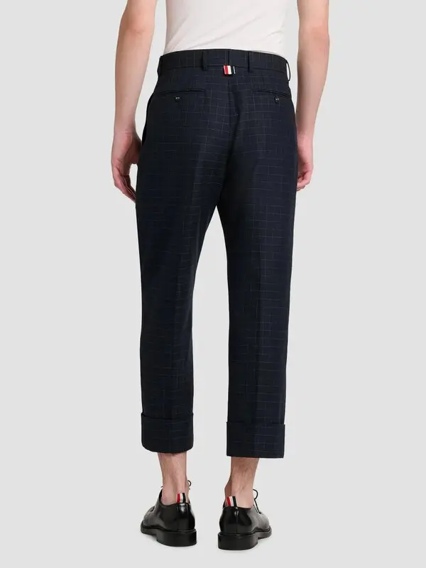 Thom Browne Windowpane Check Cotton-wool Suiting Trousers