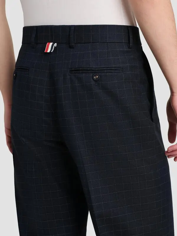Thom Browne Windowpane Check Cotton-wool Suiting Trousers