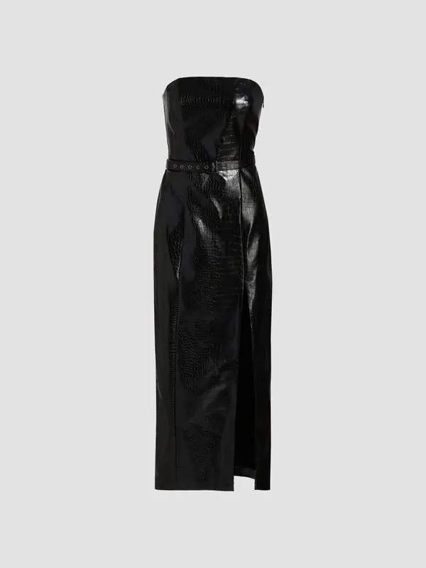 TOCCIN Vivian Bandeau Croc-embossed Midi-dress