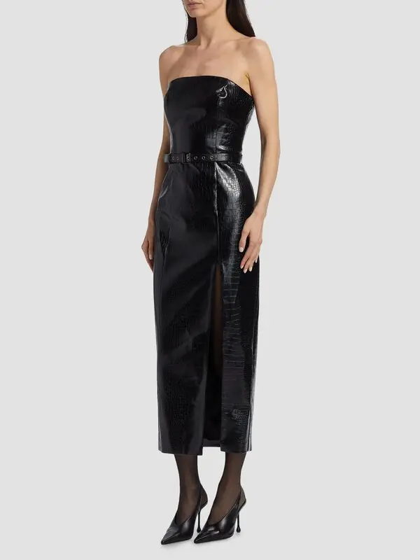 TOCCIN Vivian Bandeau Croc-embossed Midi-dress