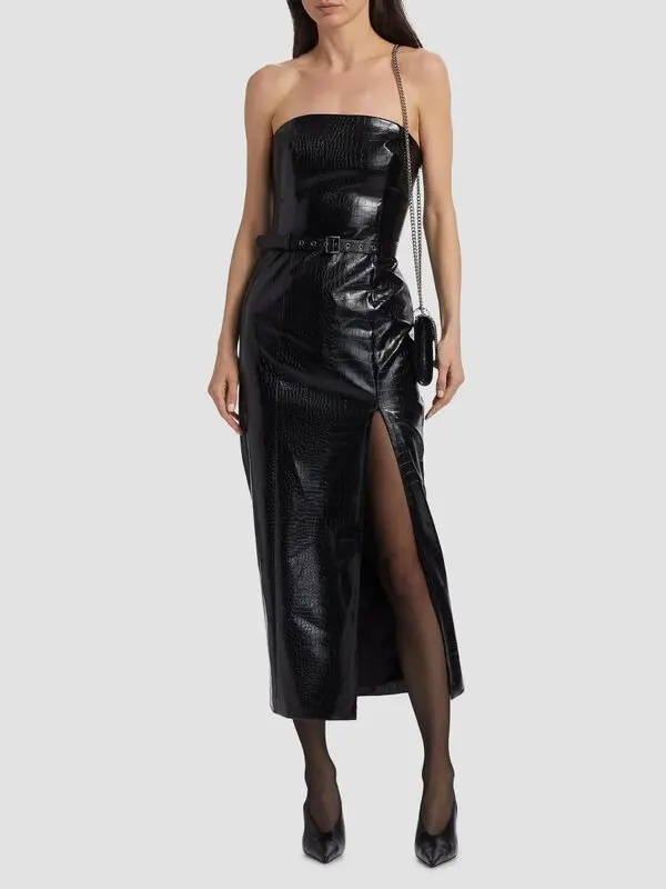 TOCCIN Vivian Bandeau Croc-embossed Midi-dress