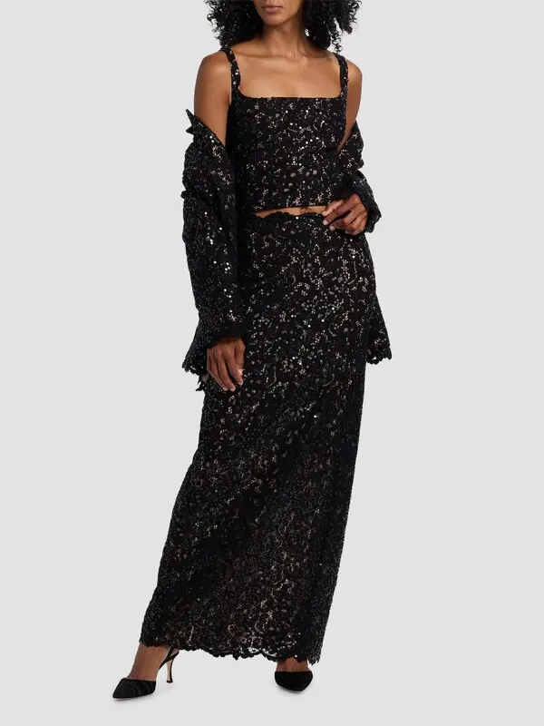 TOCCIN Marielle Cotton-blend Lace Maxi Skirt - Jet