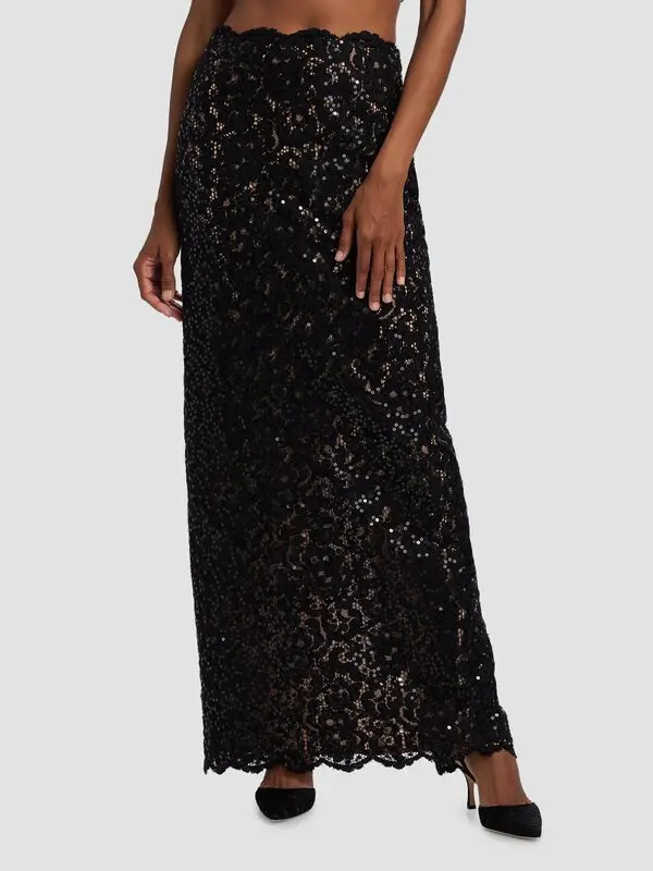 TOCCIN Marielle Cotton-blend Lace Maxi Skirt - Jet