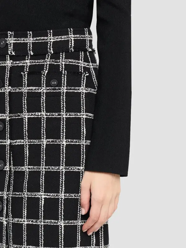 Thom Browne Windowpane Tweed Cardigen Midi Skirt