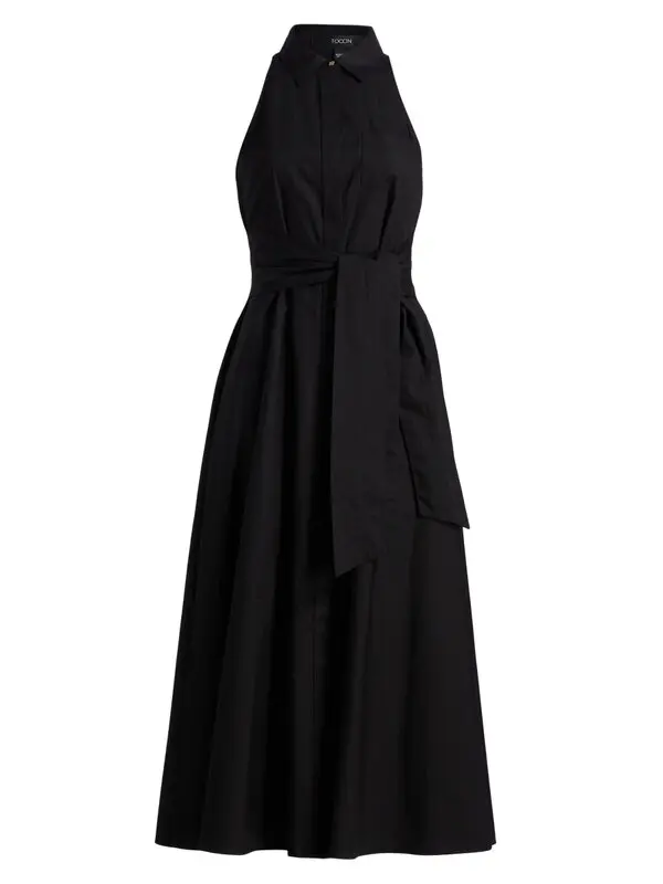 TOCCIN Chelsea Cotton Tie-waist Midi-shirtdress - Jet