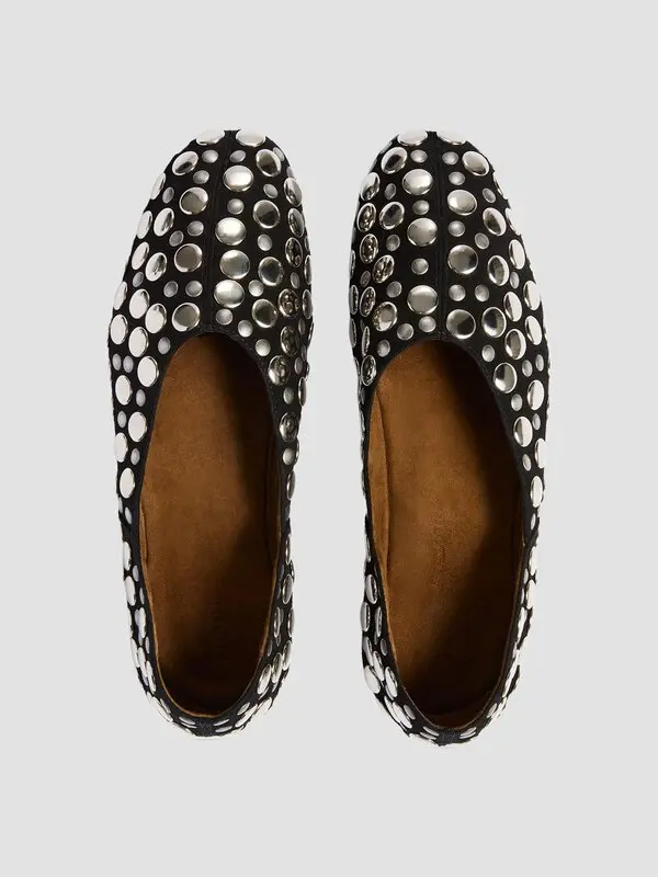 Khaite Jane Studded Suede Flats